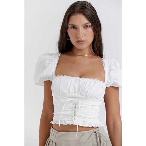 House of CB | Tops | House Of Cb Samaya White Gathered Top | Poshmark